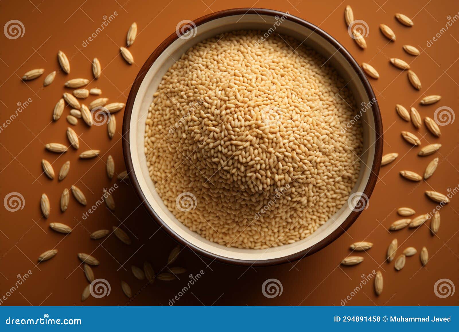 Copy Friendly Backdrop Featuring a Flat Lay of Sesame Seeds in a Bowl ...