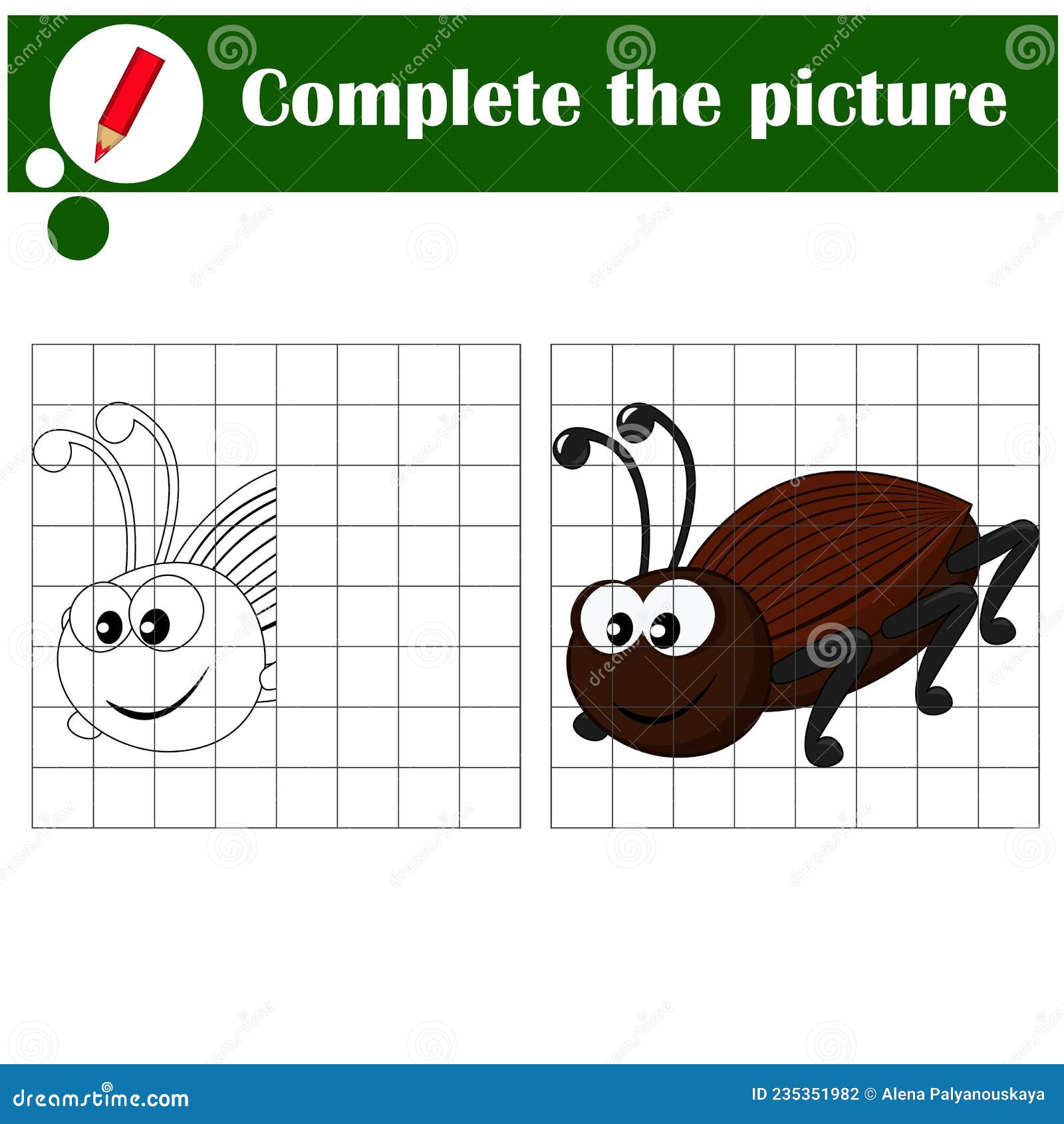 Copy the Grid Game, Complete the Educational Game for Kids. Printable ...