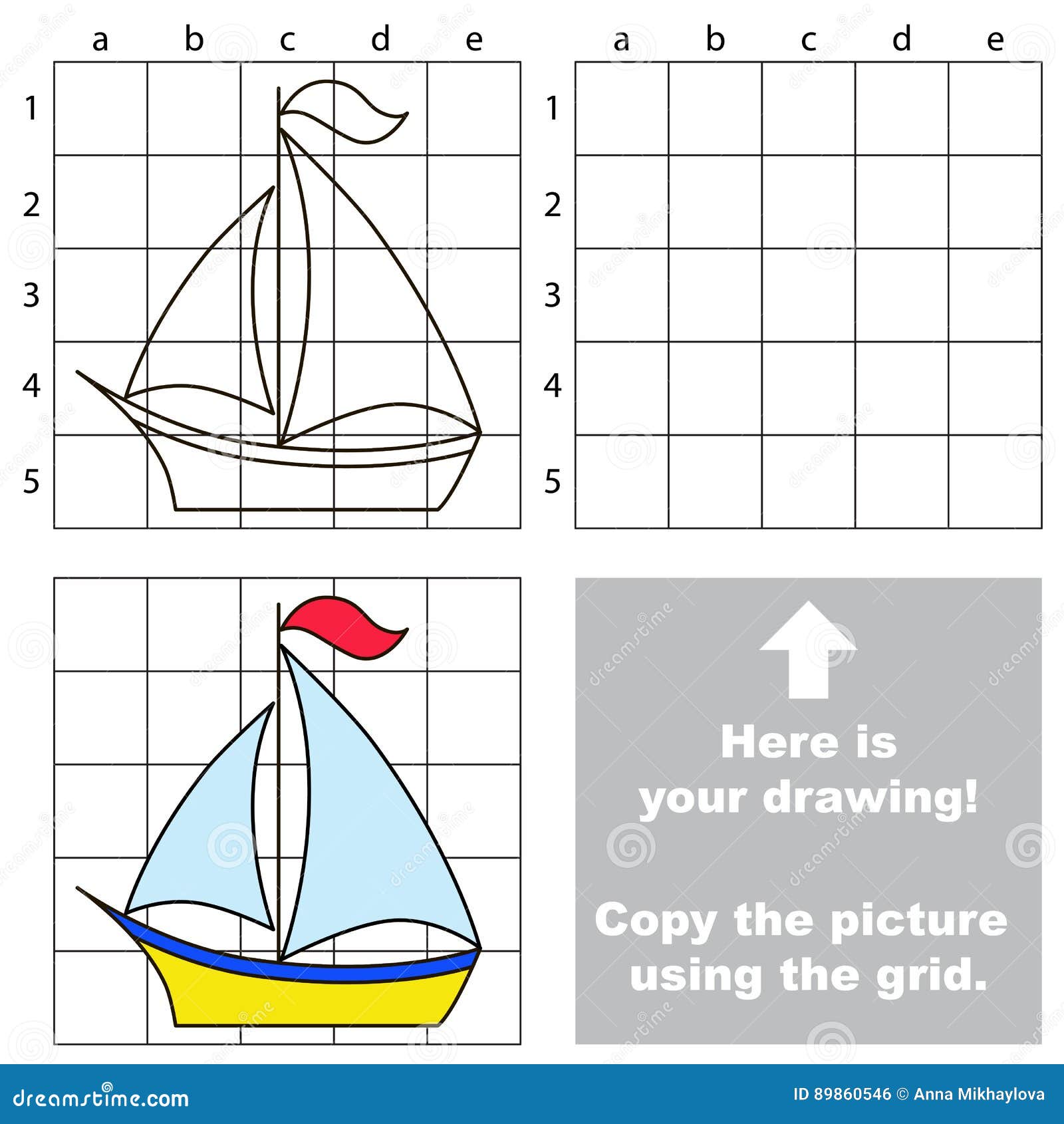 Copy the Image Using Grid. Boat Stock Vector - Illustration of copy ...