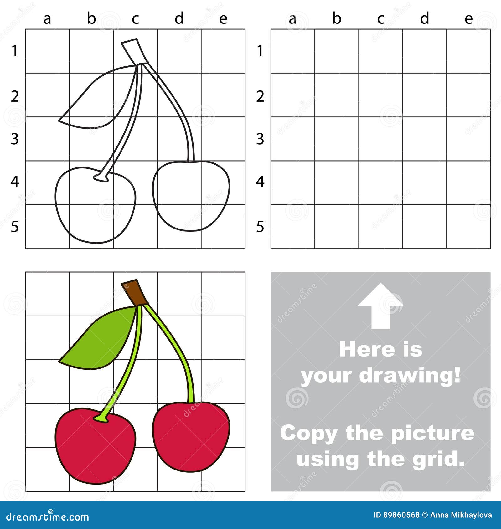 Copy the Image Using Grid. Cherry Stock Vector - Illustration of play ...