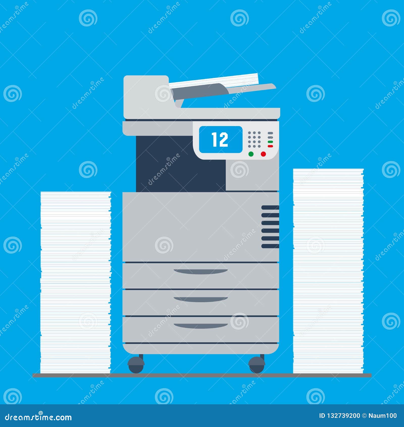 Copy Machine or Photocopier and Paper Stacks Stock Vector ...