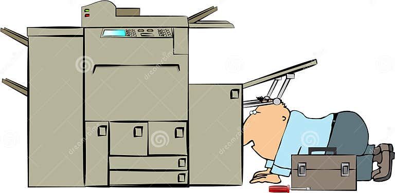 Copy machine repairman stock illustration. Illustration of waiting - 776664