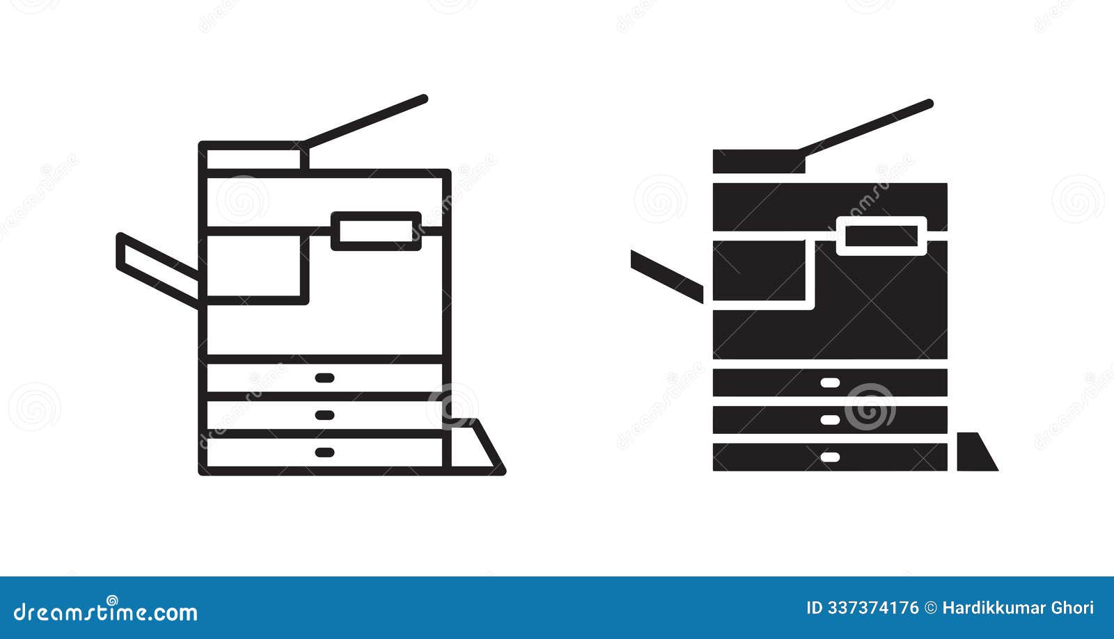 Copy Machine Thin Line Vector Icon Set Stock Vector - Illustration of ...