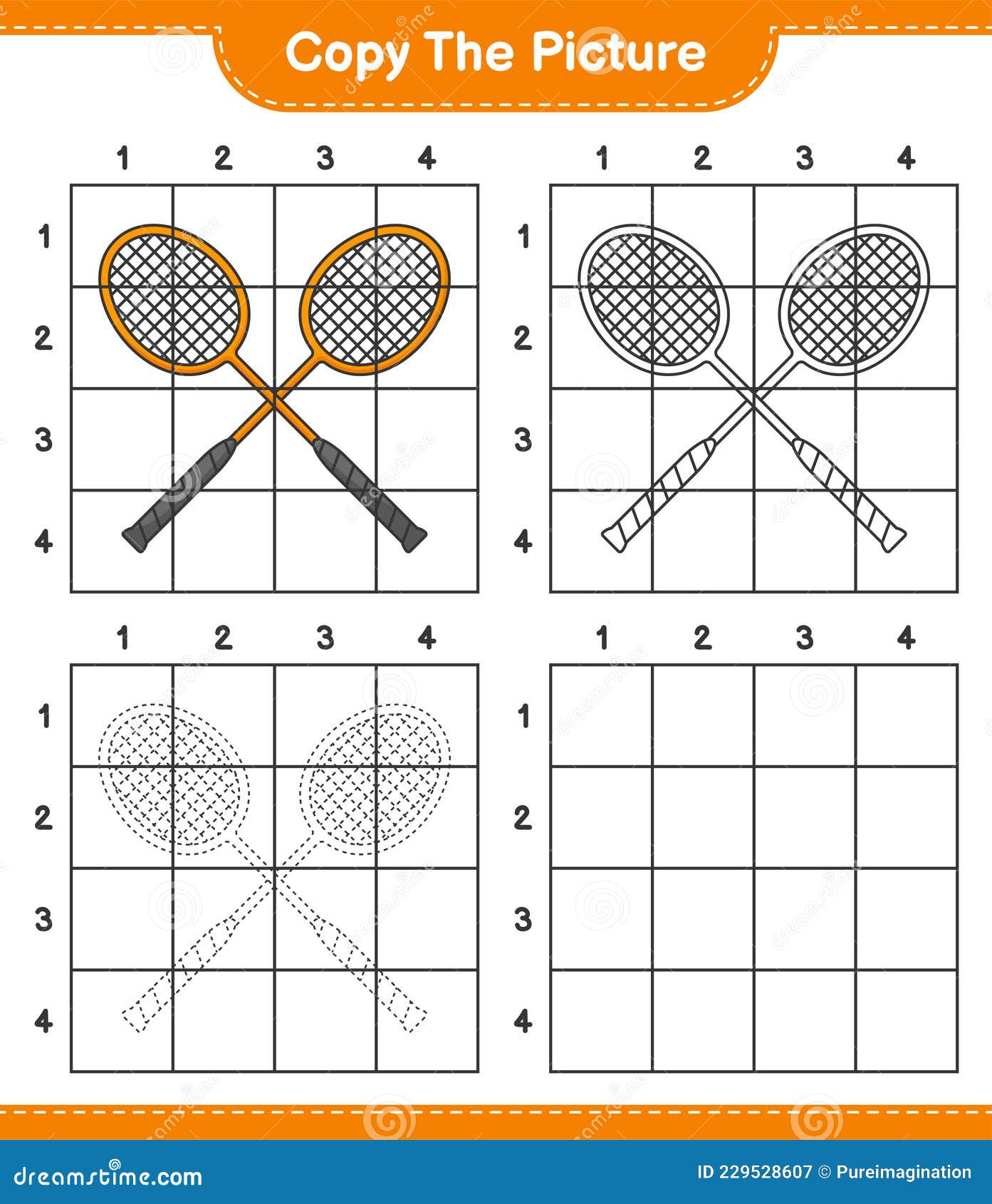Copy the Picture, Copy the Picture of Badminton Rackets Using Grid ...