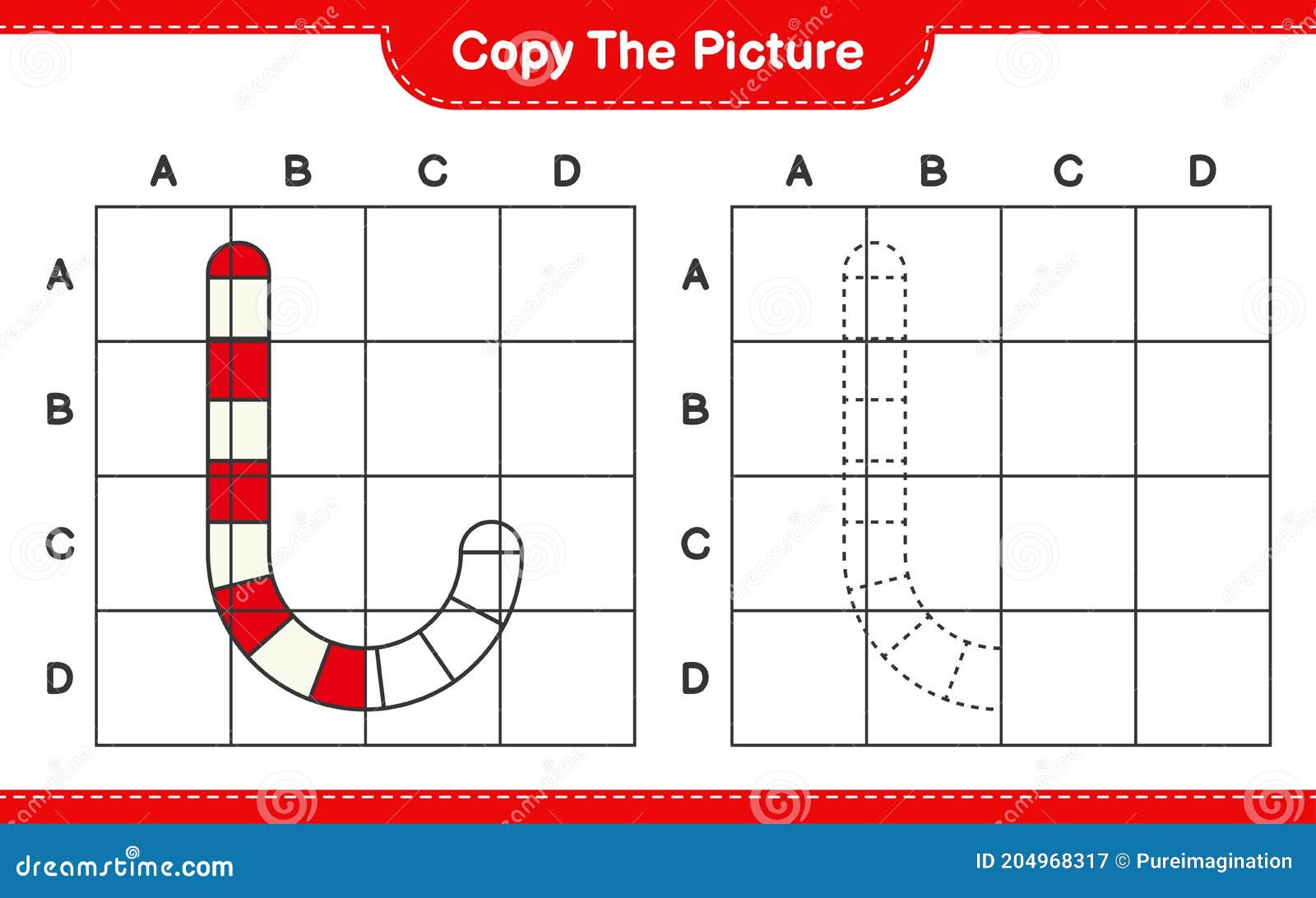 Copy the Picture, Copy the Picture of Candy Canes Using Grid Lines ...