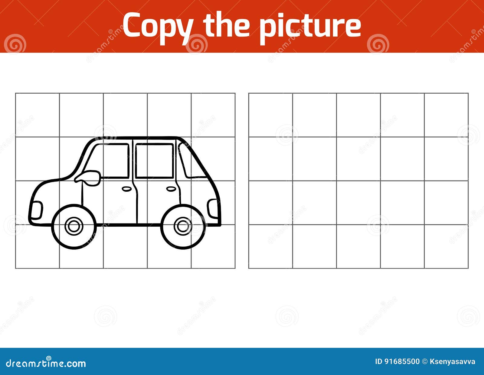 Copy the picture, Car stock vector. Illustration of drawing - 91685500