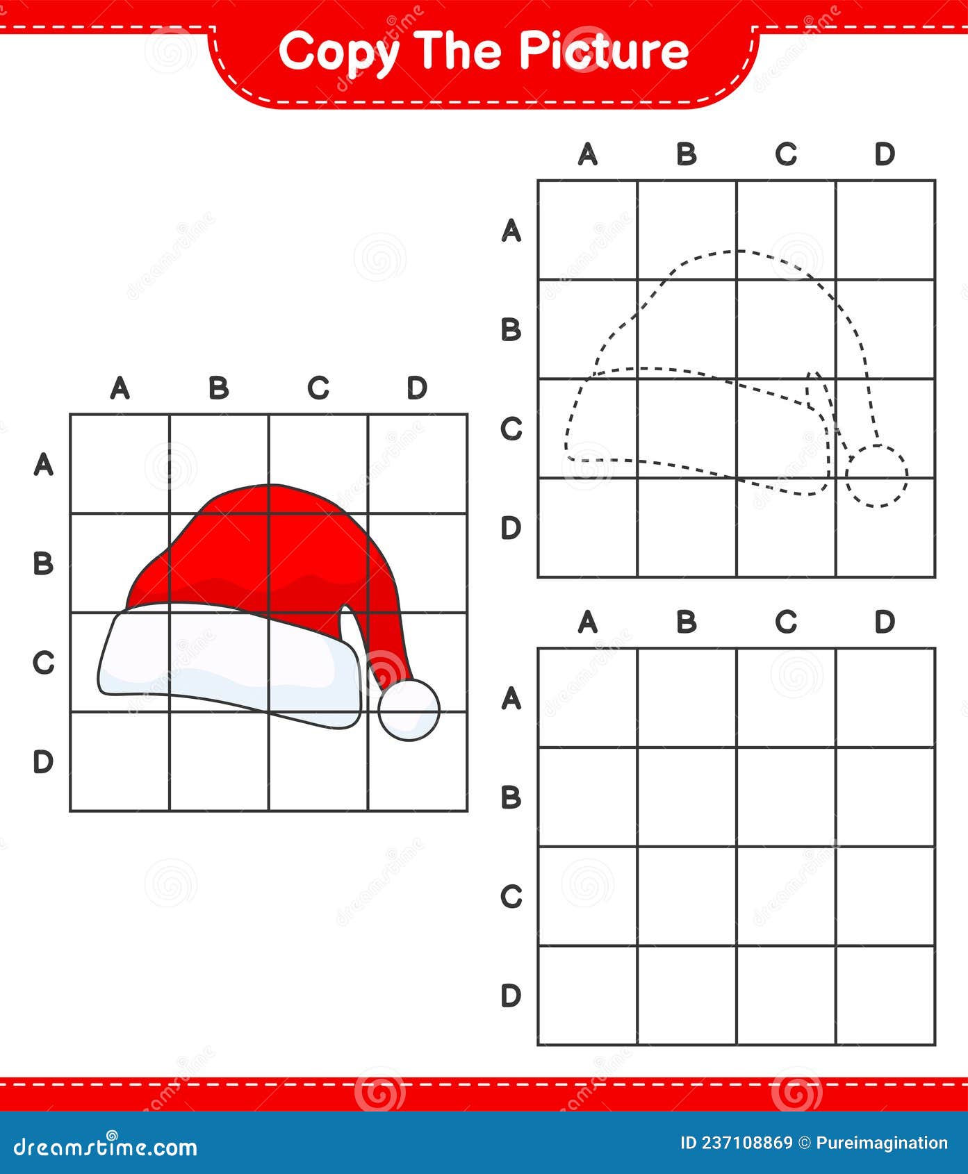 Copy the Picture, Copy the Picture of Santa Hat Using Grid Lines ...