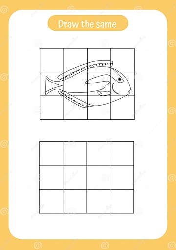 Copy the Picture of Fish - Use the Grid and Example. Educational Game ...