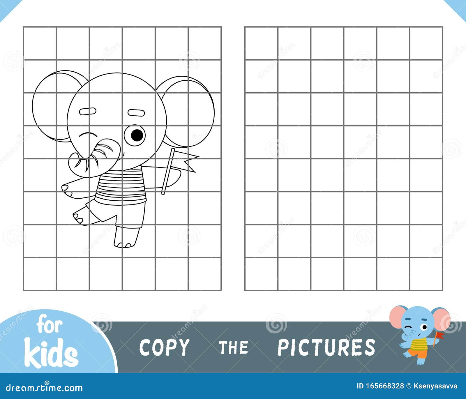 Copy the Picture, Game for Children, Elephant Stock Vector ...