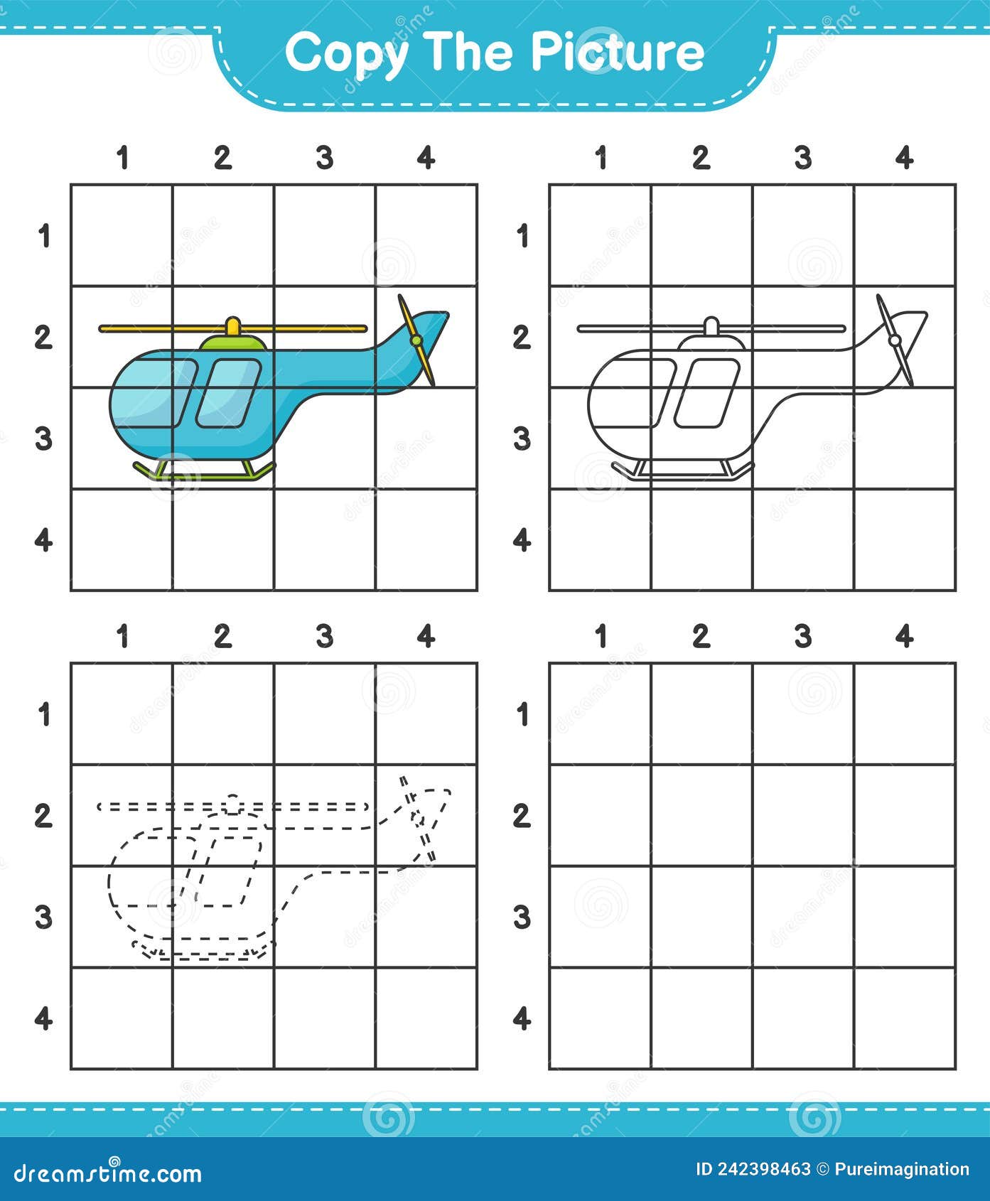 Copy the Picture, Copy the Picture of Helicopter Using Grid Lines ...