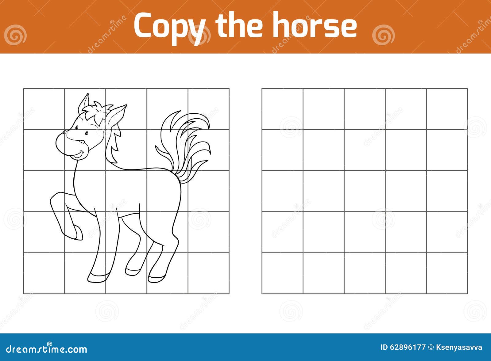 Copy The Picture. Educational Game For Children. Cute Dinosaur. Drawing ...