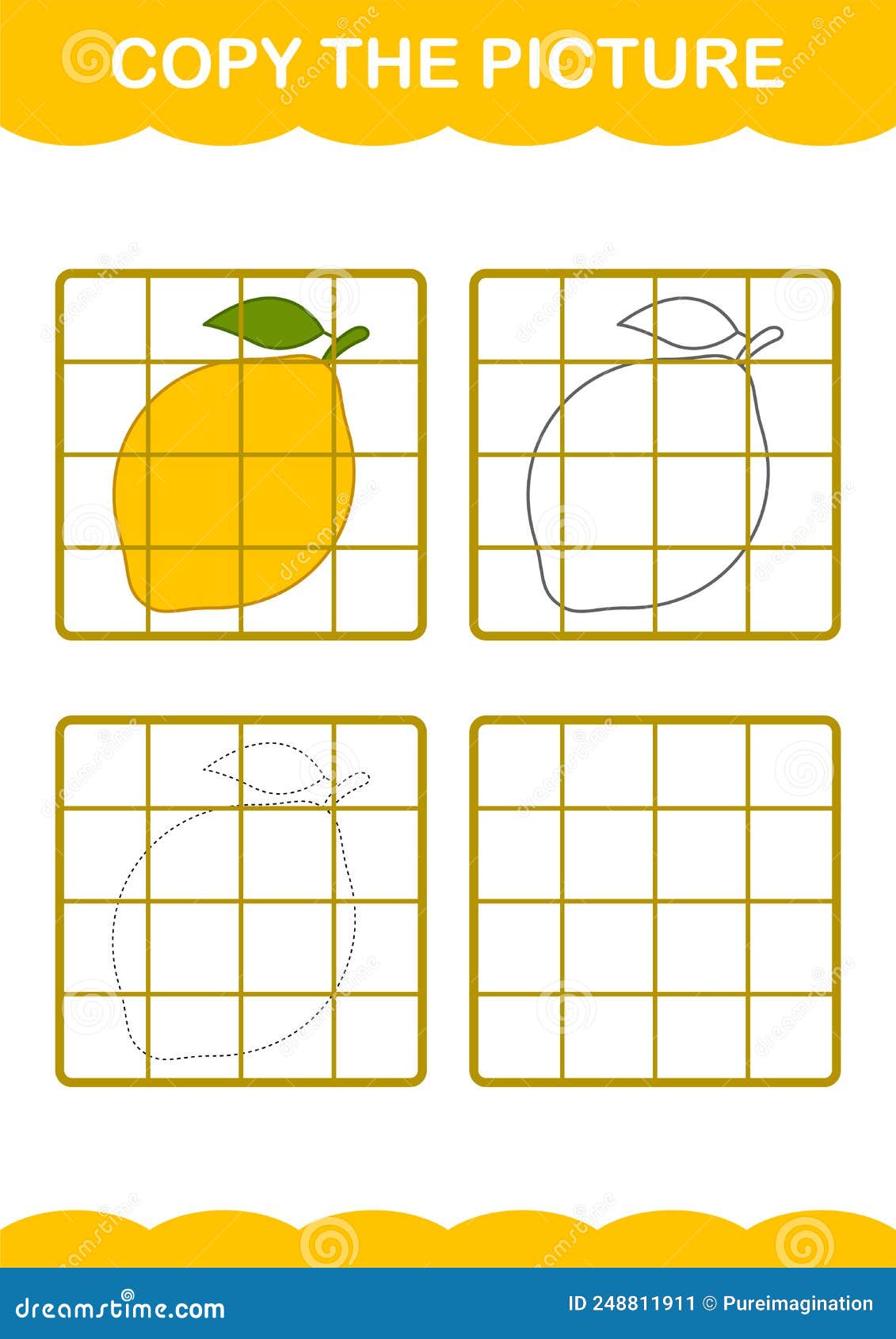 Copy the Picture with Lemon. Worksheet for Kids Stock Vector ...