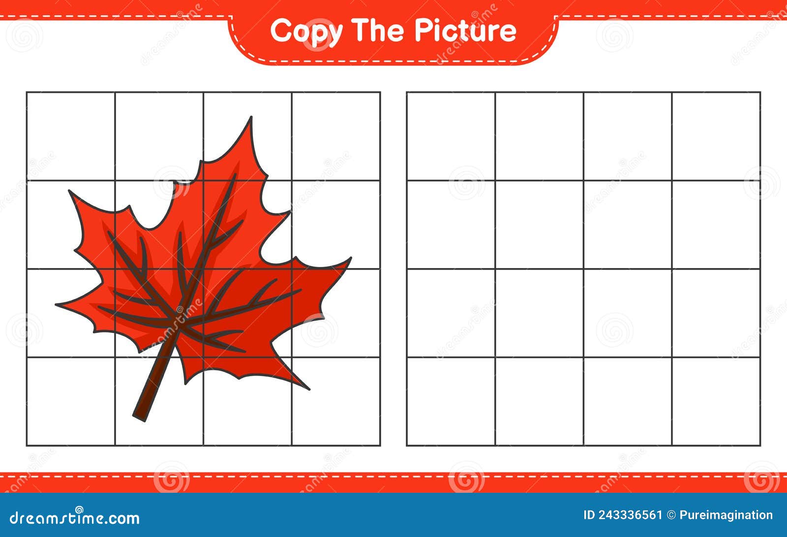 Copy the Picture, Copy the Picture of Maple Leaf Using Grid Lines ...