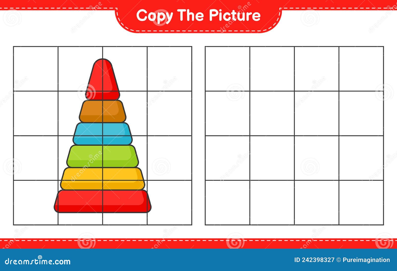 Copy the Picture, Copy the Picture of Pyramid Toy Using Grid Lines ...