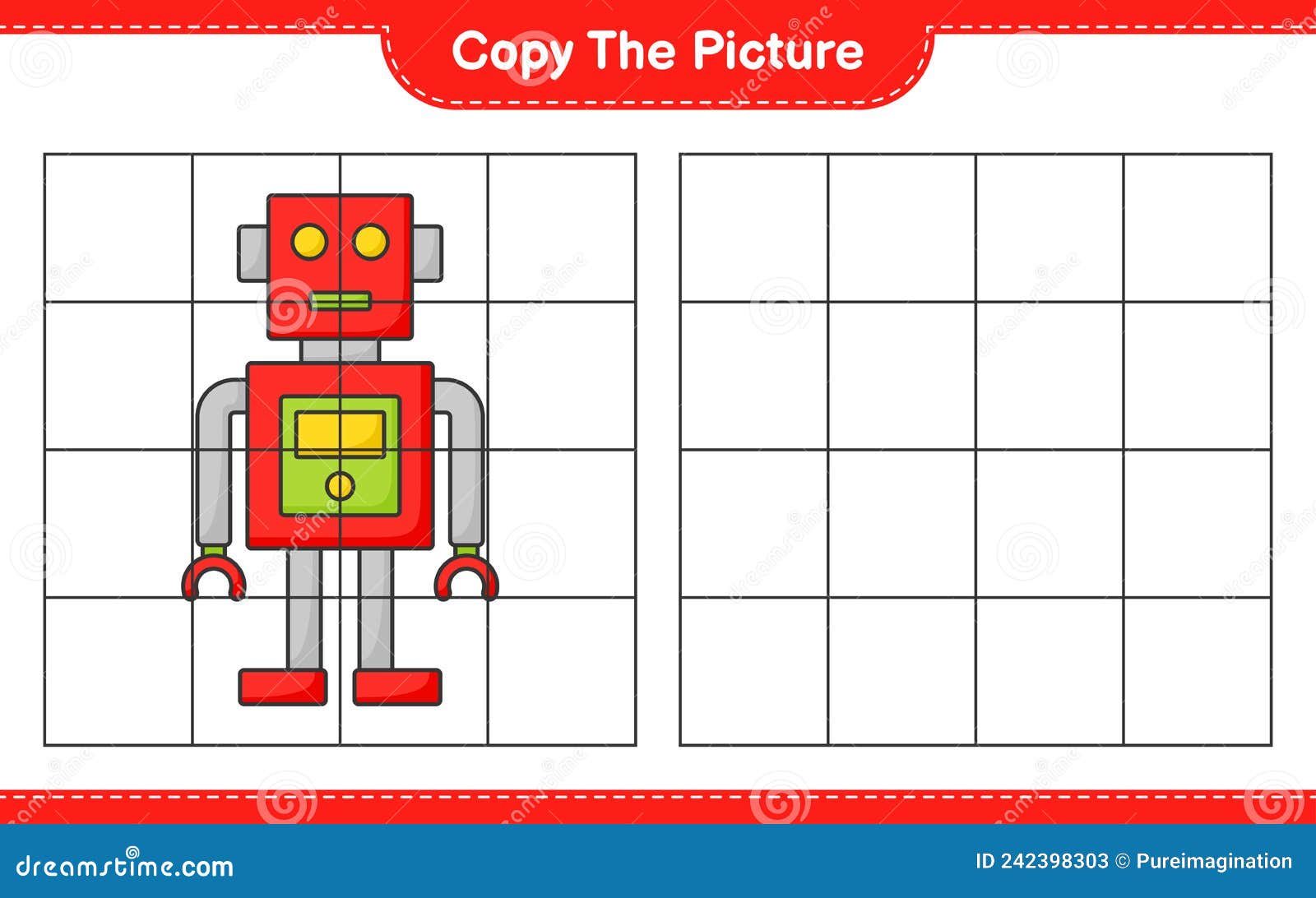 Copy the Picture, Copy the Picture of Robot Character Using Grid Lines ...