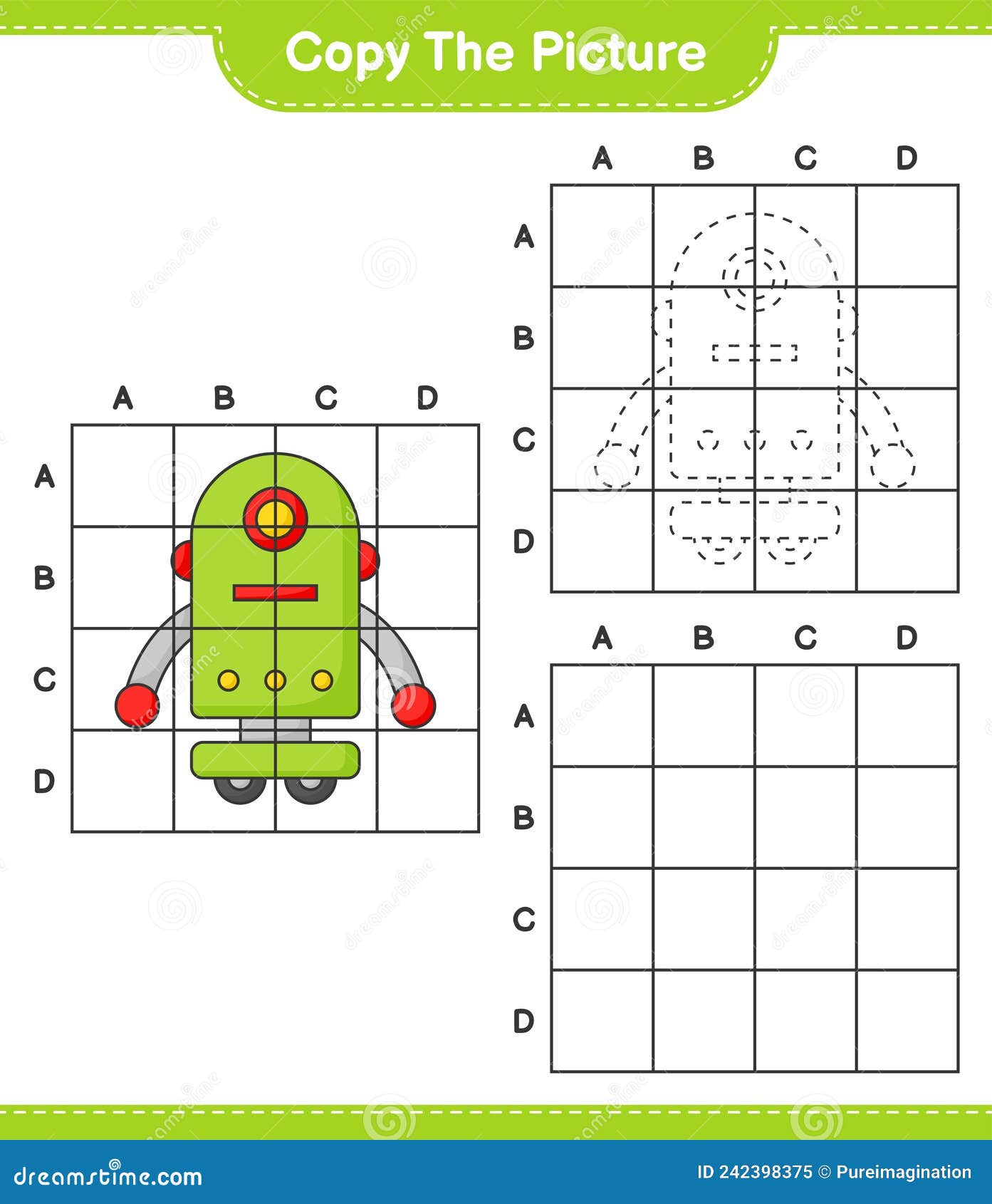 Copy the Picture, Copy the Picture of Robot Character Using Grid Lines ...