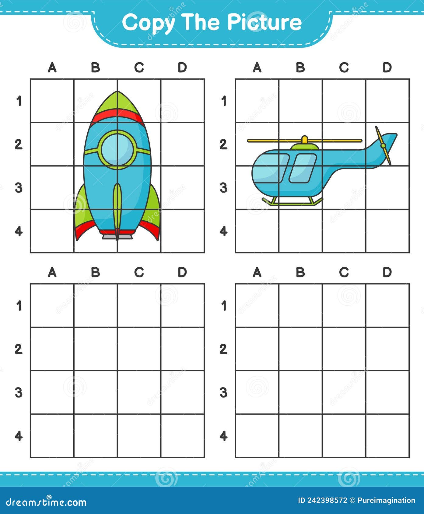 Copy the Picture, Copy the Picture of Rocket and Helicopter Using Grid ...