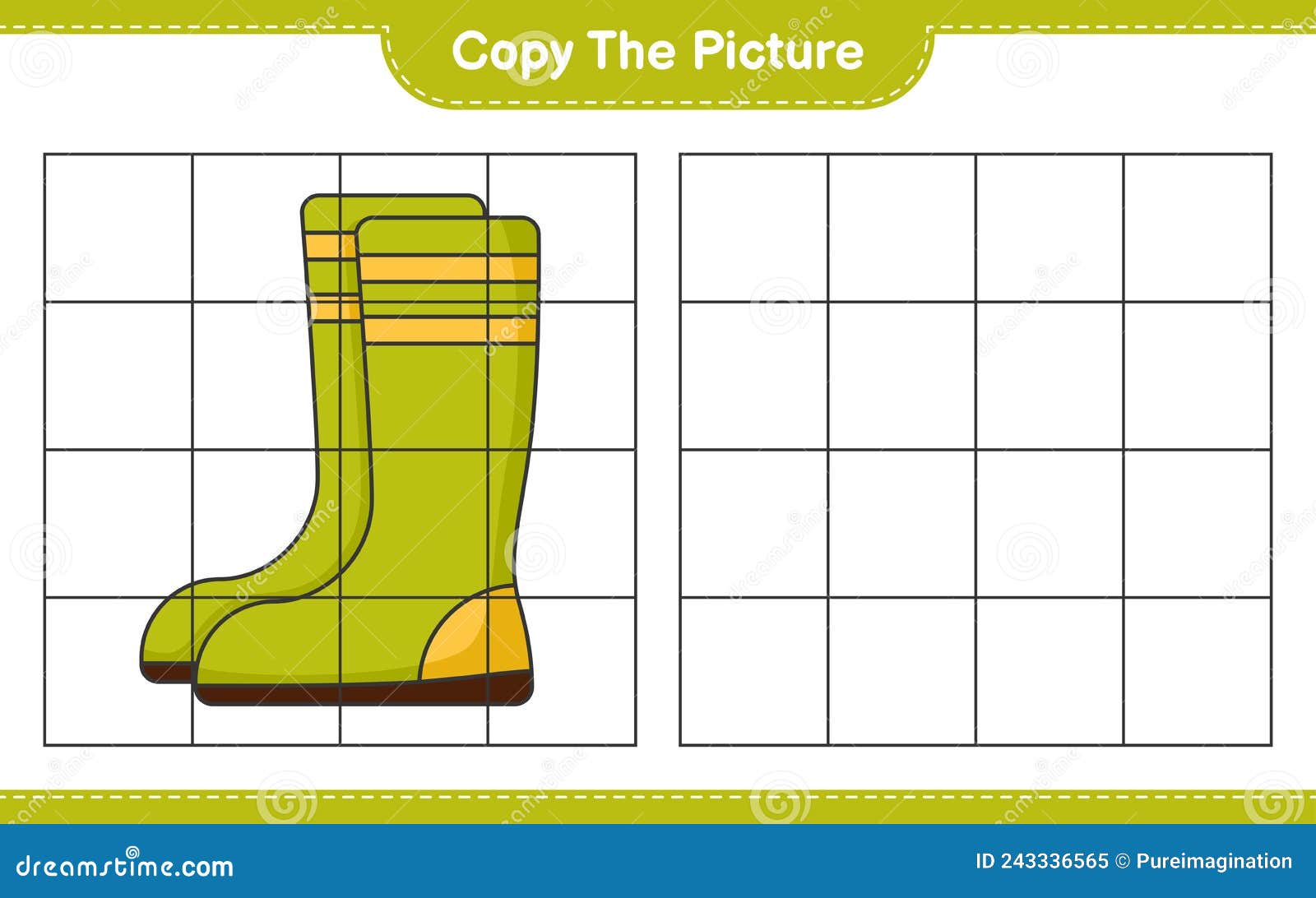 Copy the Picture, Copy the Picture of Rubber Boots Using Grid Lines ...