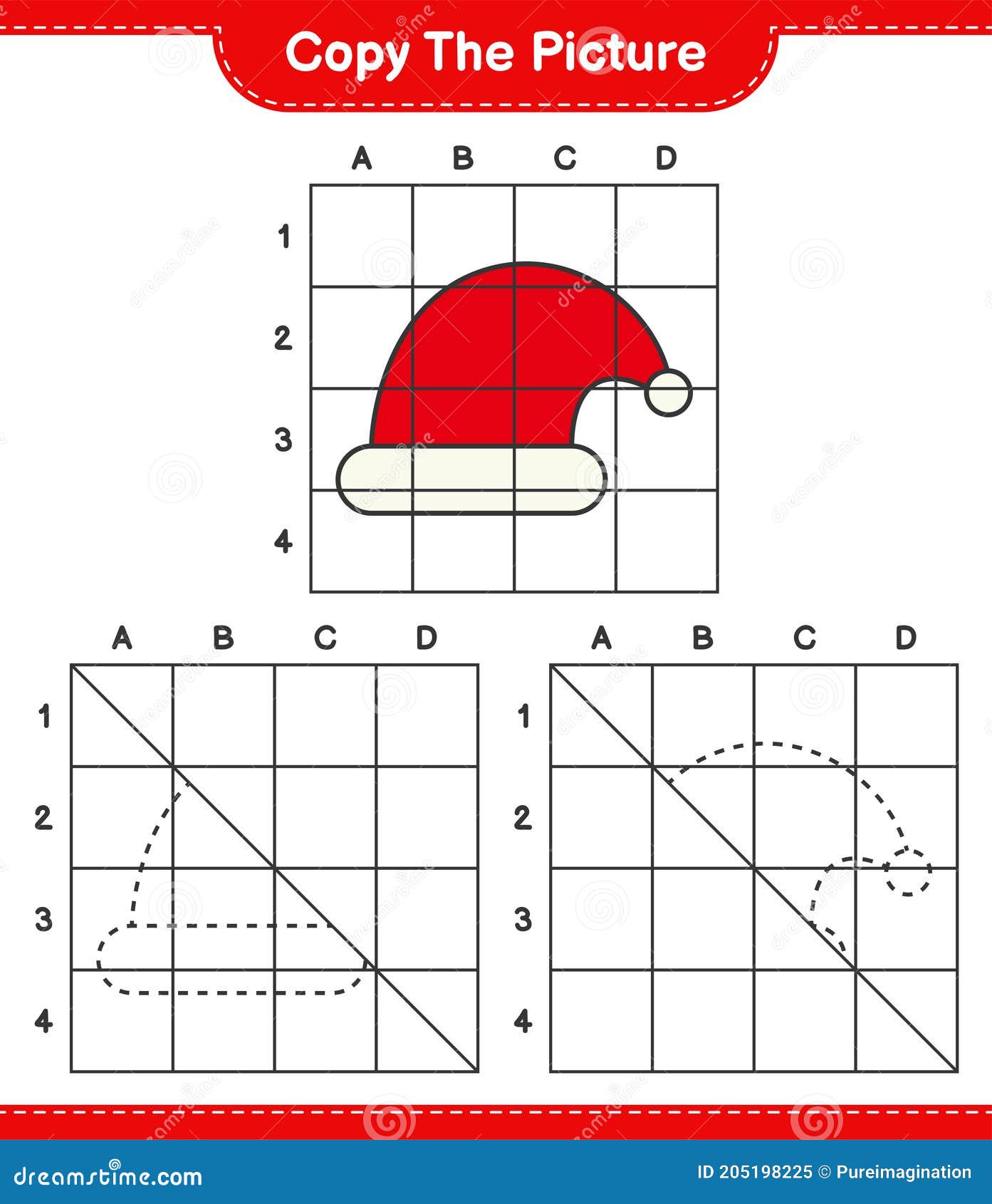 Copy the Picture, Copy the Picture of Santa Hat Using Grid Lines ...