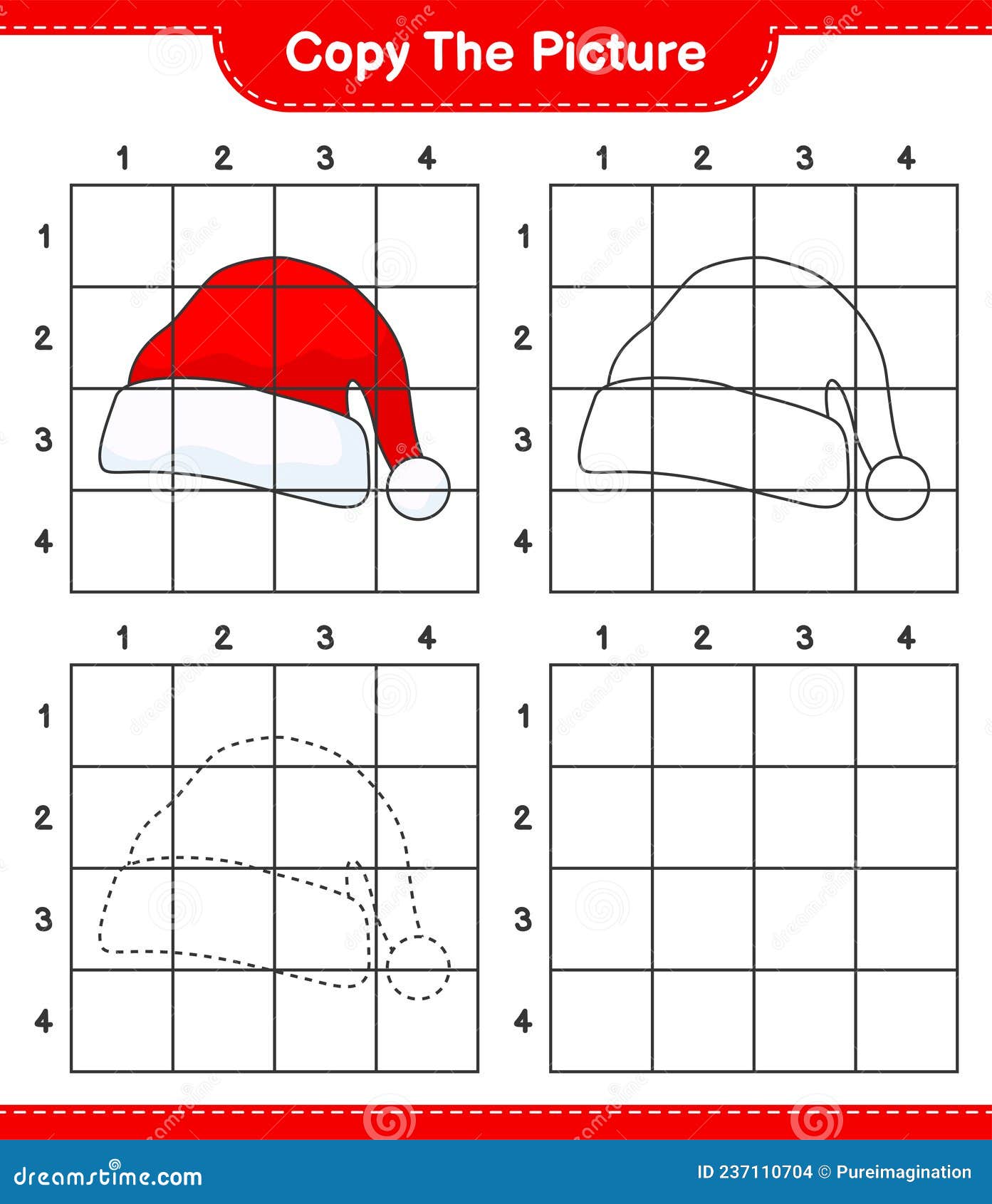Copy the Picture, Copy the Picture of Santa Hat Using Grid Lines ...