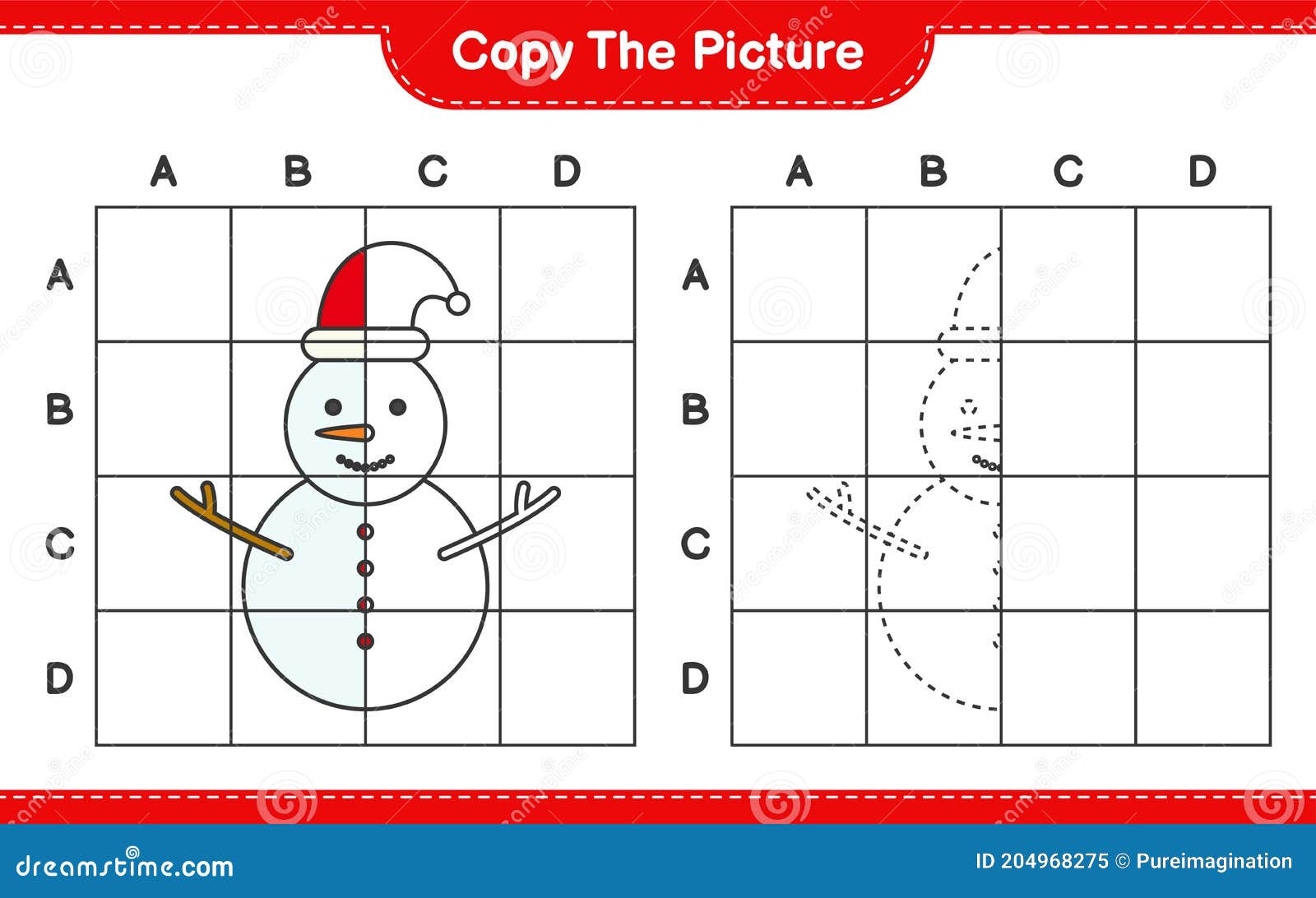 Copy the Picture, Copy the Picture of Snowman Using Grid Lines ...