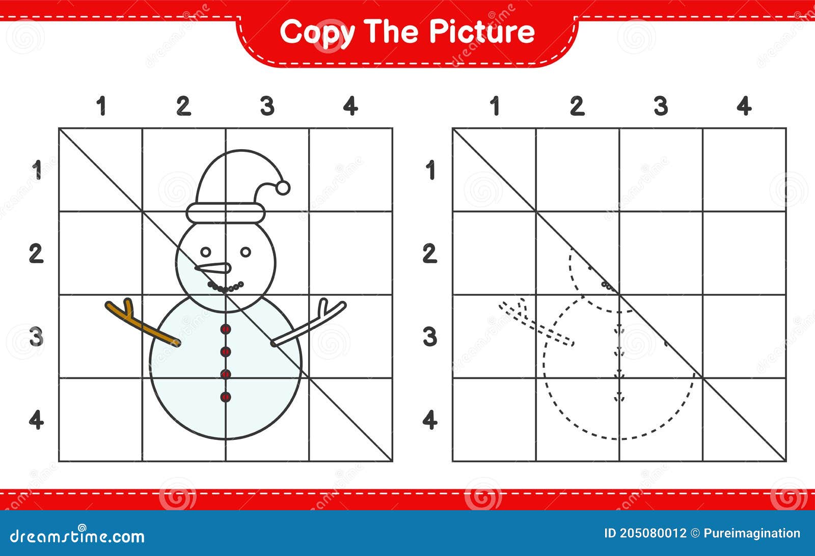 Copy the Picture, Copy the Picture of Snowman Using Grid Lines ...