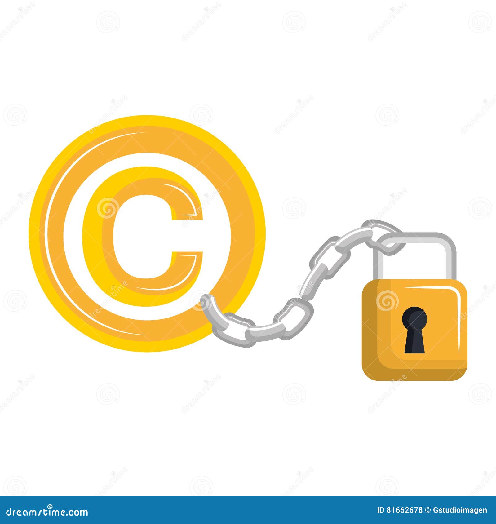 Copy Right Symbol with Padlock Stock Vector - Illustration of graphic ...