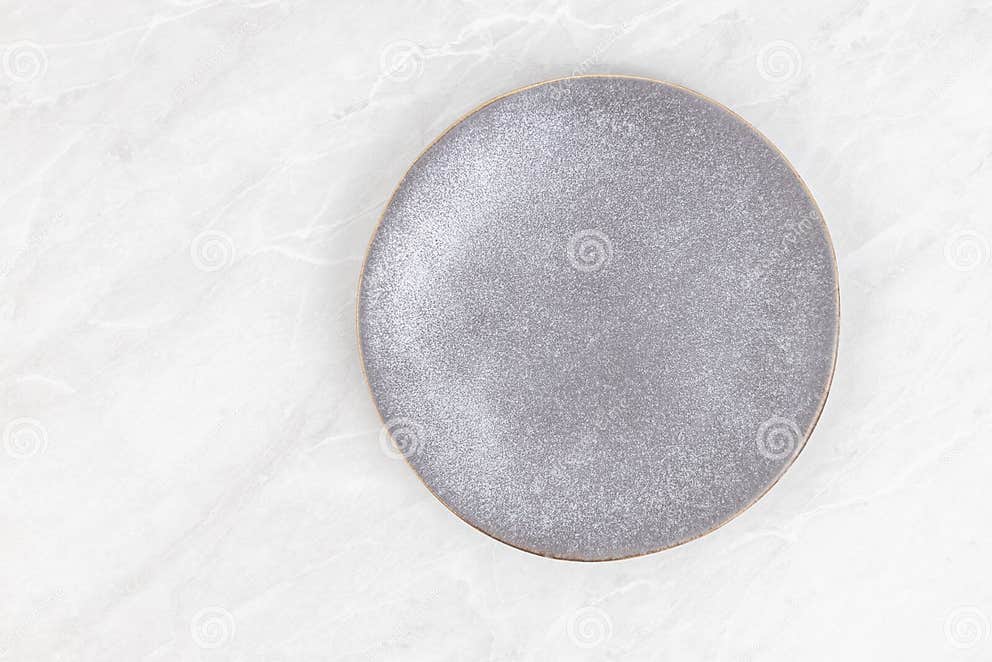 Copy Space Above Blue Grey Stone Plate Above Grey Marble Table Stock ...