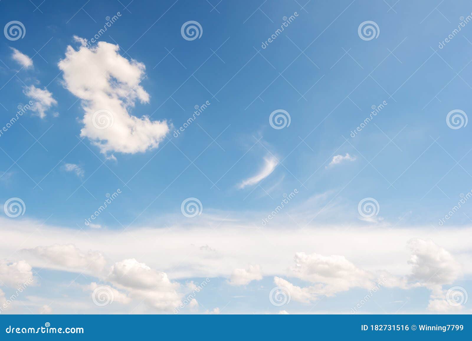Copy Space on Beautiful Blue Sky with Clouds for Text Design. Stock ...