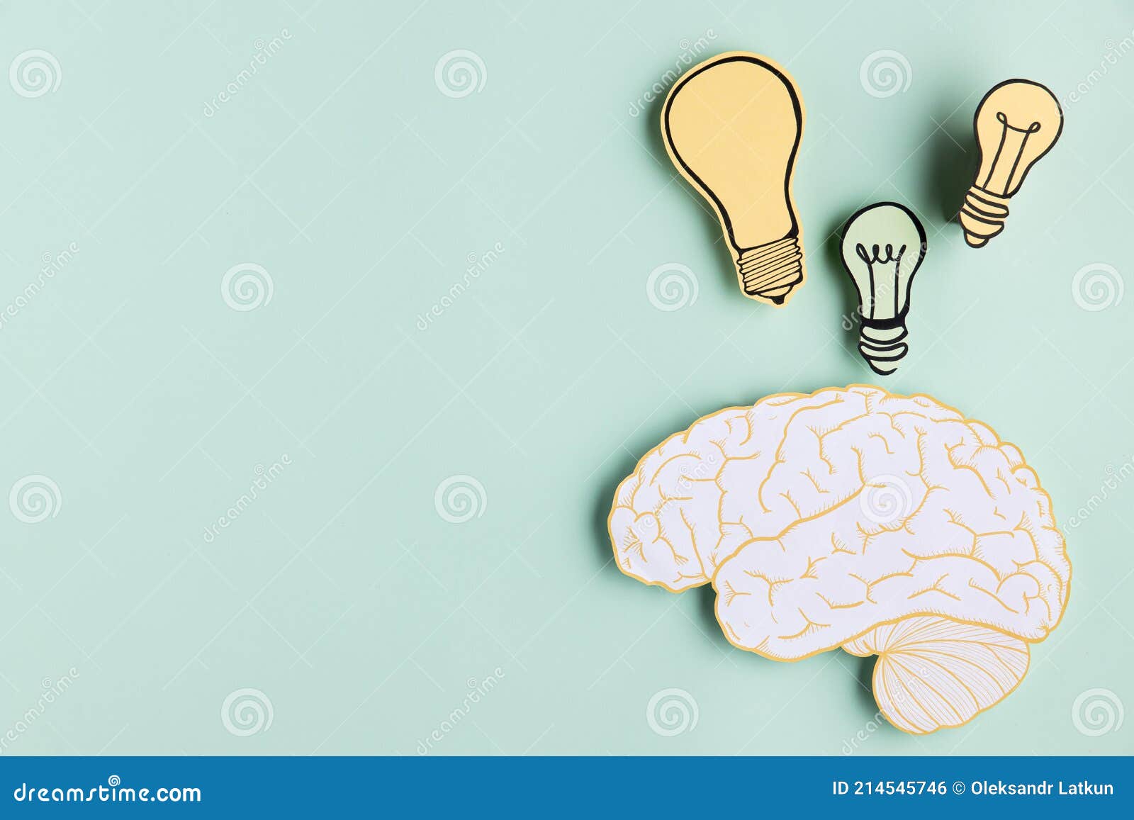 Copy Space Paper Brain with Light Bulb. High Quality and Resolution ...