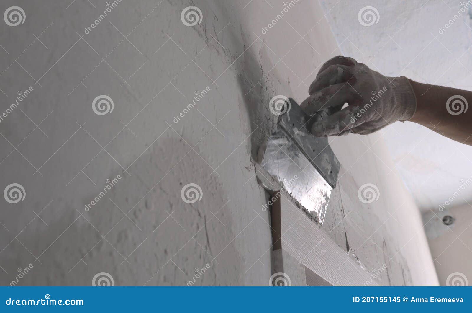Applying Plaster with a Trowel Over the Door Slope Stock Image - Image ...