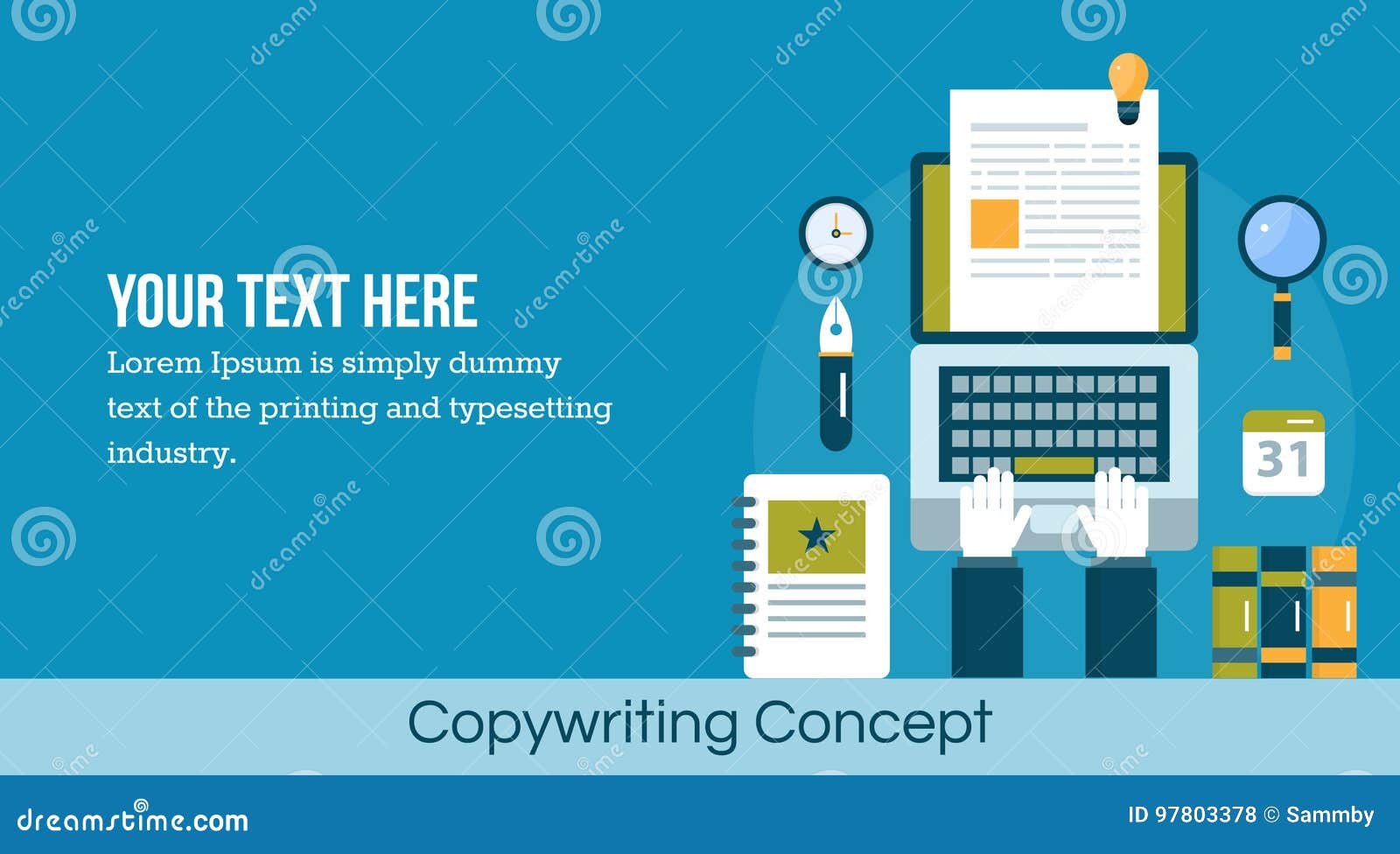 Copy Writing Concept - Flat Design Vector Web Banner Stock Vector ...