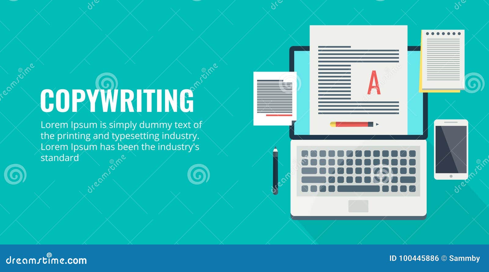 Copy Writing Illustration Concept With Character. Template For, Banner ...