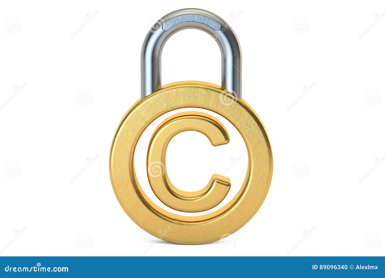Copyright Concept with Padlock, 3D Rendering Stock Illustration ...