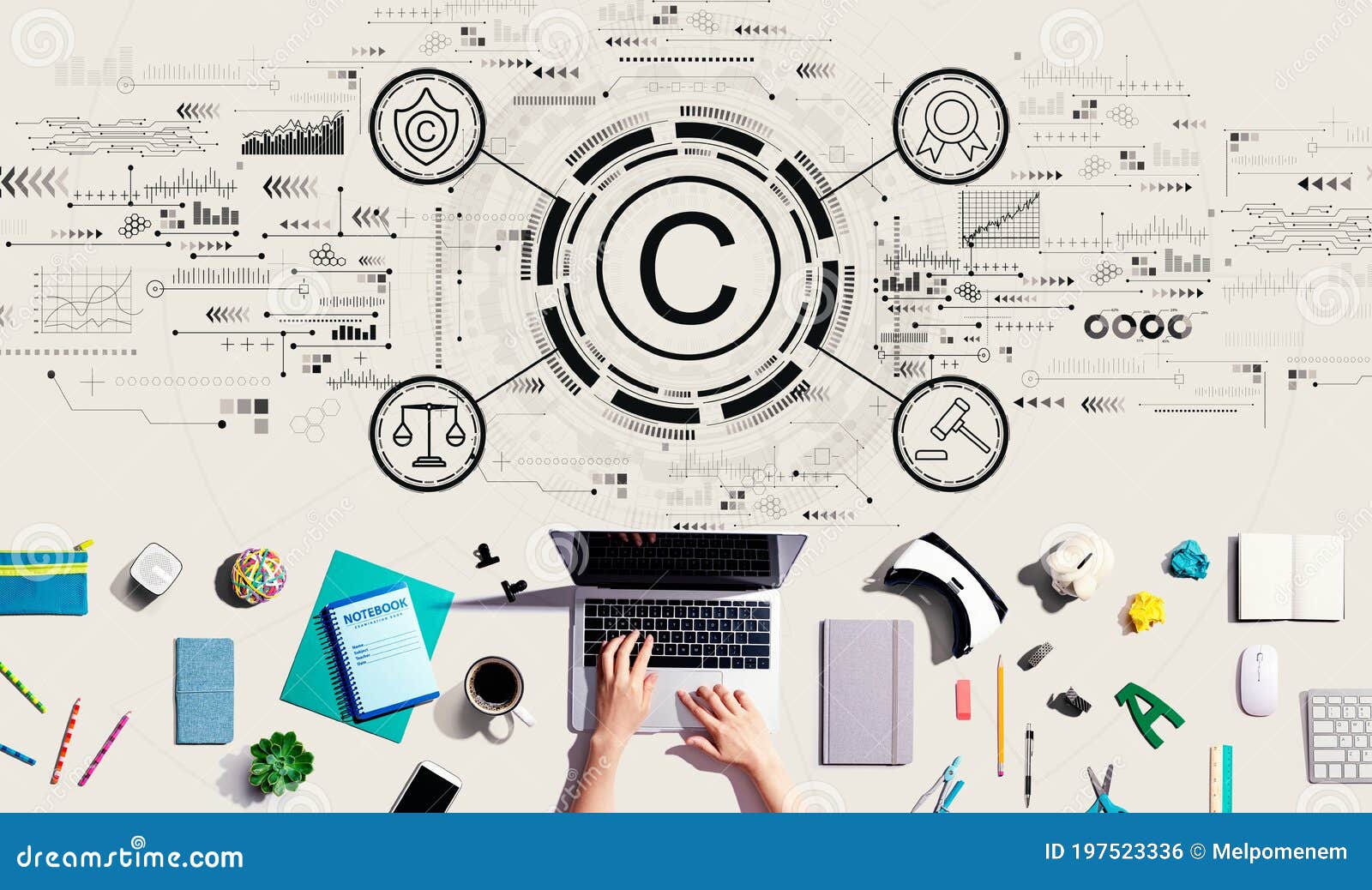 Copyright Concept with Person Using a Laptop Stock Photo - Image of ...