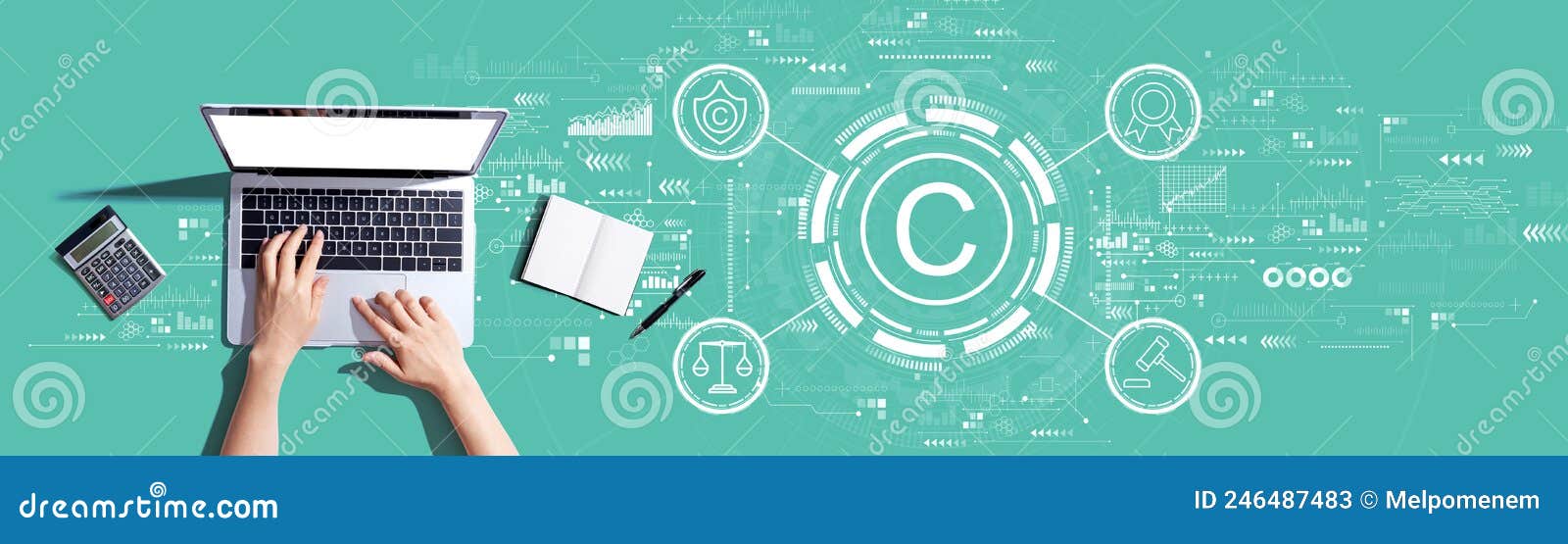 Copyright Concept with Person Using a Laptop Stock Image - Image of ...