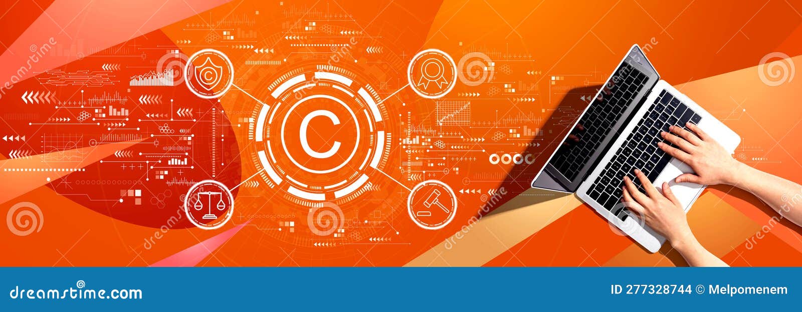 Copyright Concept with Person Using a Laptop Stock Photo - Image of ...