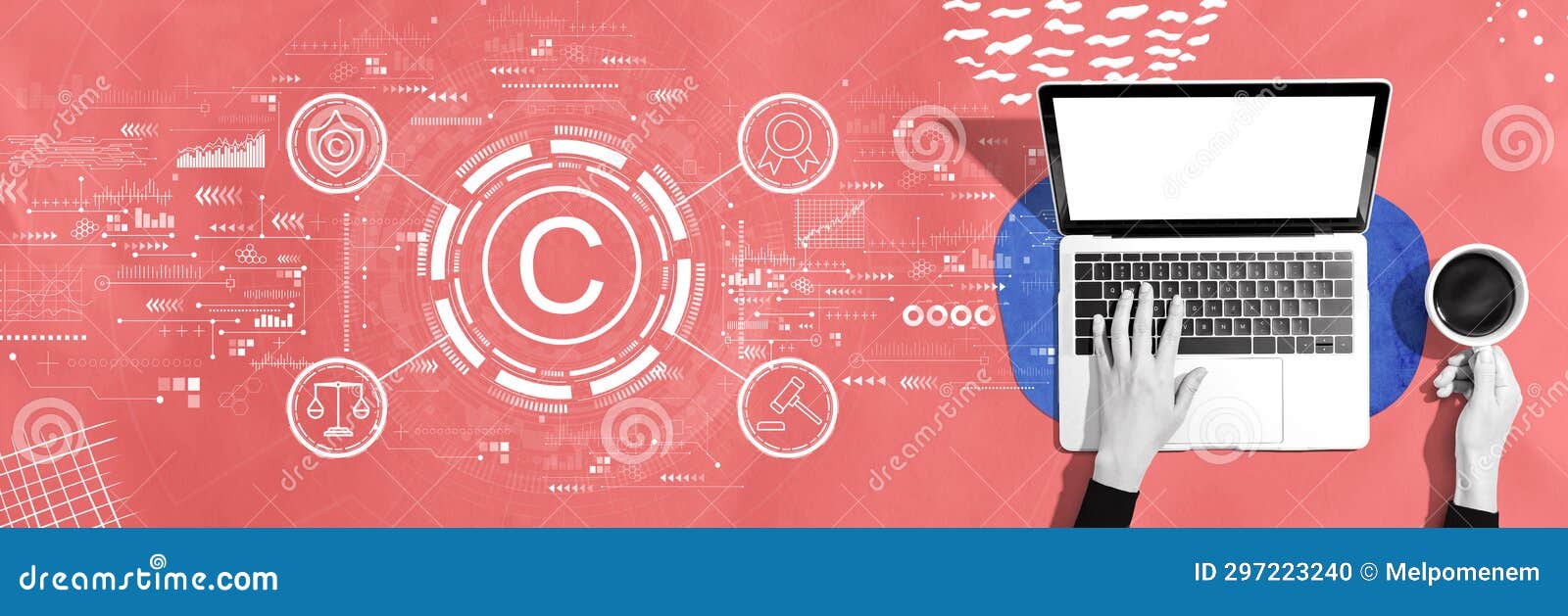 Copyright Concept with Person Using a Laptop Stock Photo - Image of ...