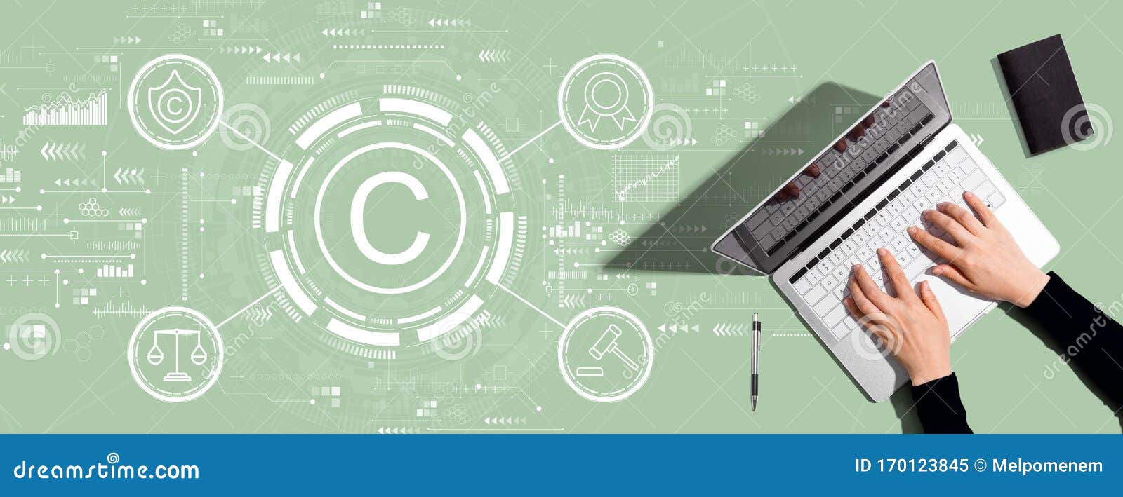 Copyright Concept with Person Using Laptop Computer Stock Image - Image ...