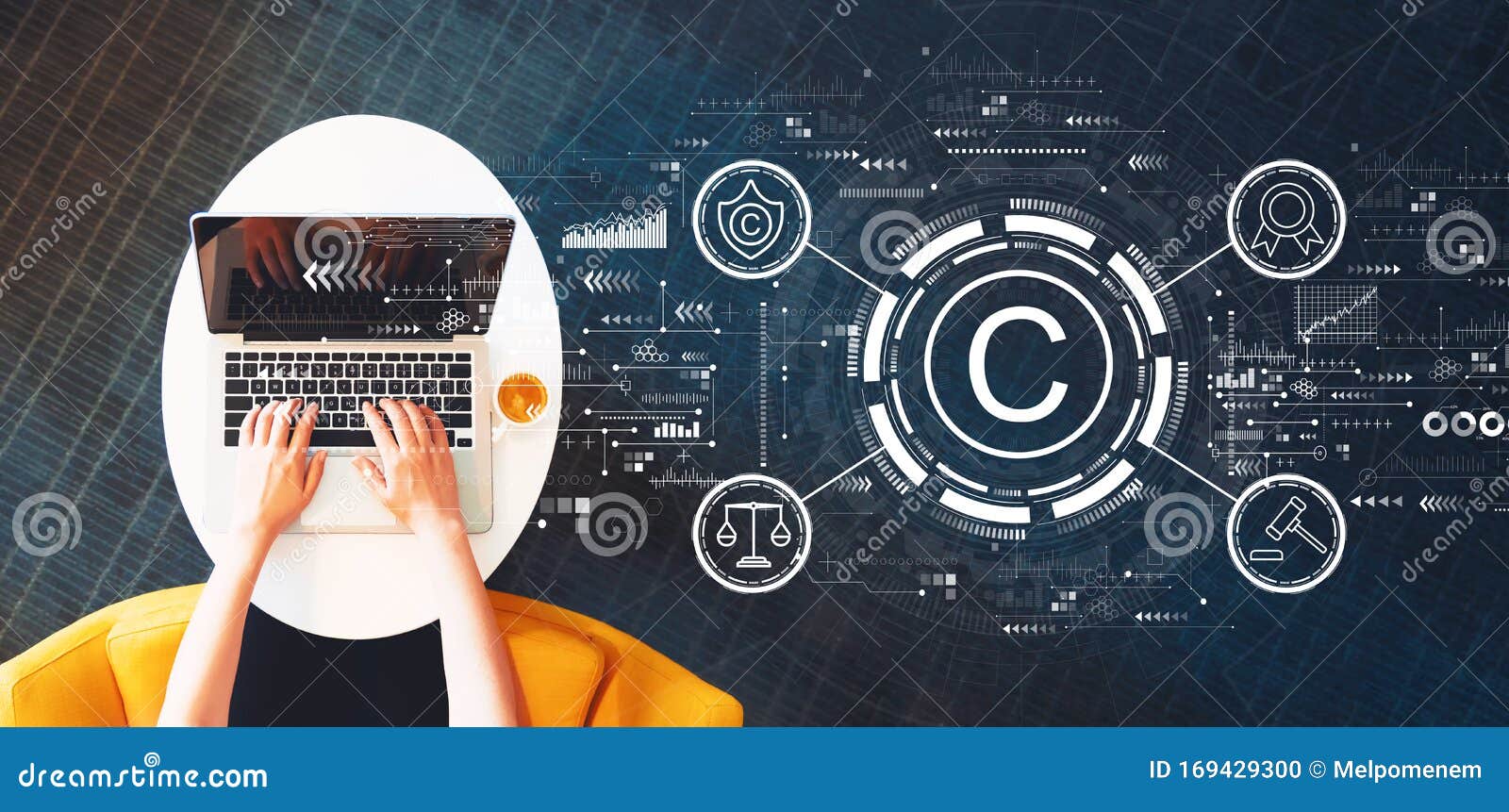 Copyright Concept with Person Using a Laptop Stock Photo - Image of ...