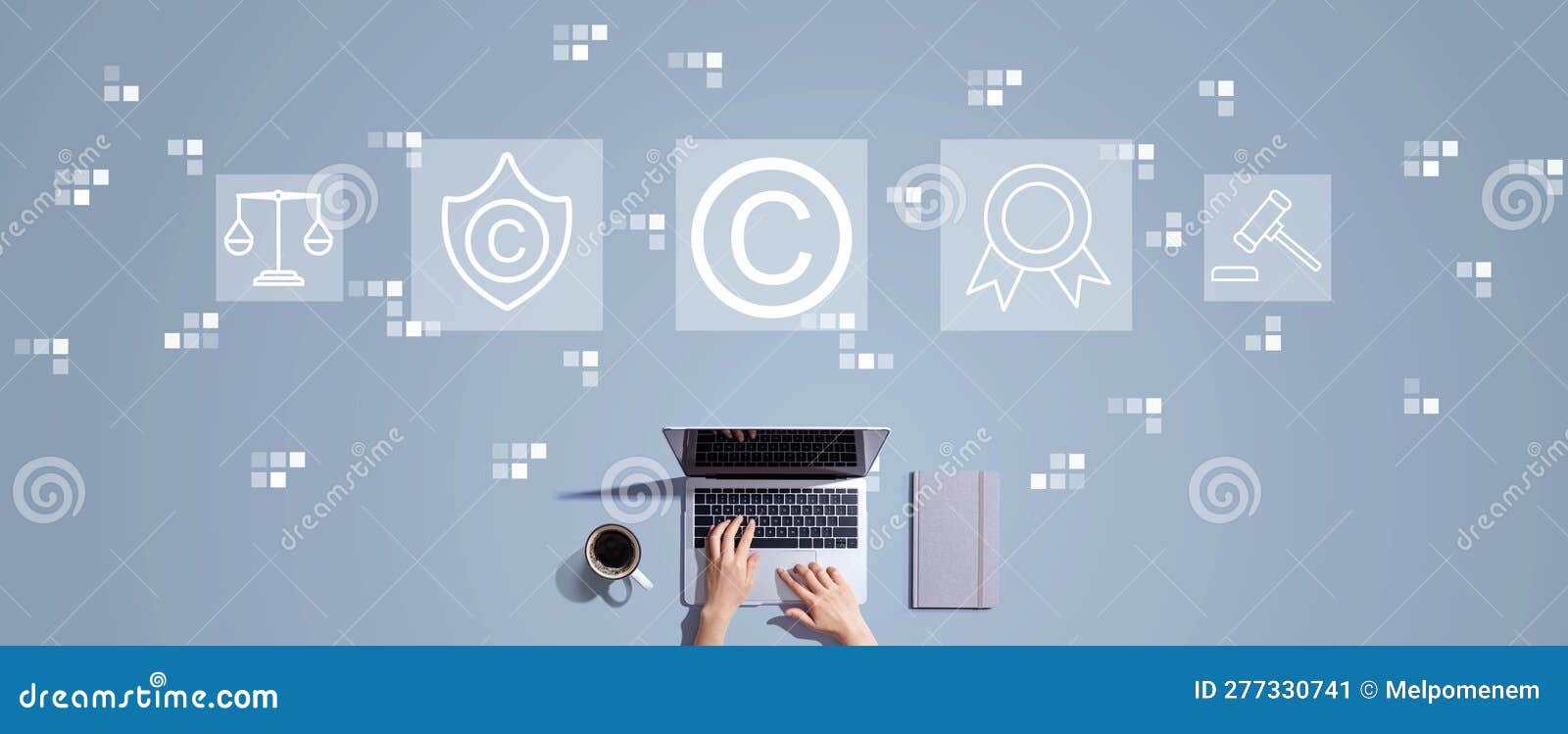 Copyright Concept with Person Working with Laptop Stock Image - Image ...