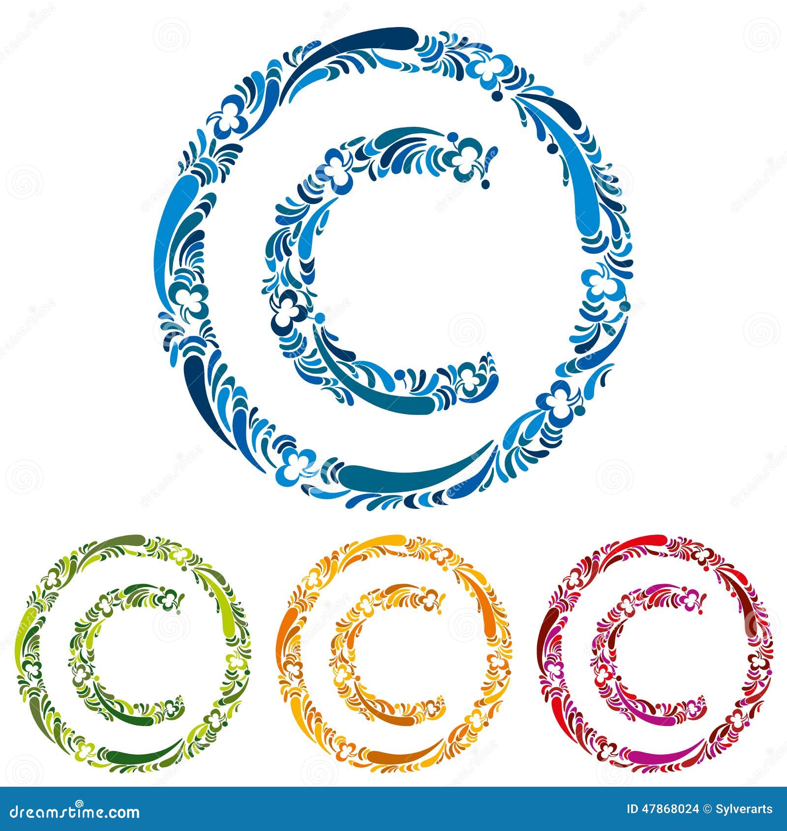 Cet Of Circular Copyright And Trademark Icons. Right Reserved Signs ...