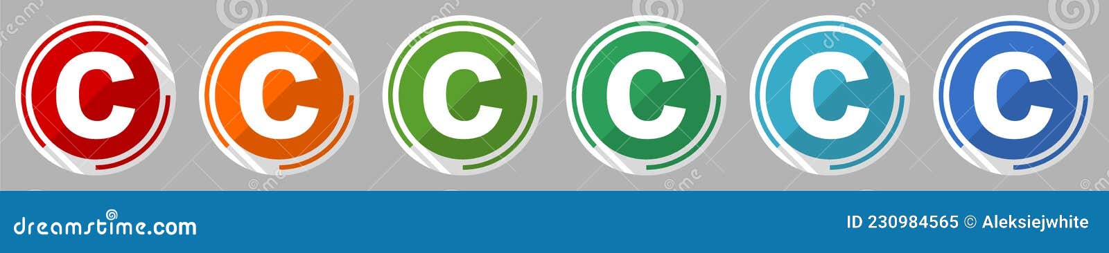 Copyright Icon Set, Vector Illustration in 6 Colors Options for ...
