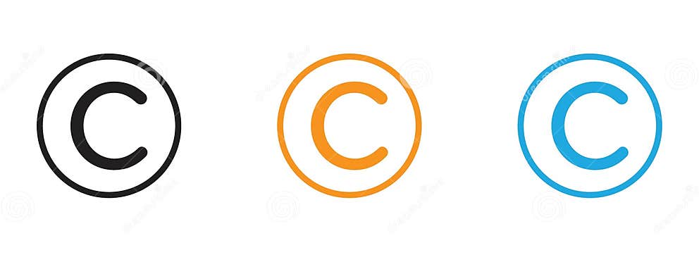 Copyright Icon Thin Line Illustration Set Stock Vector - Illustration ...