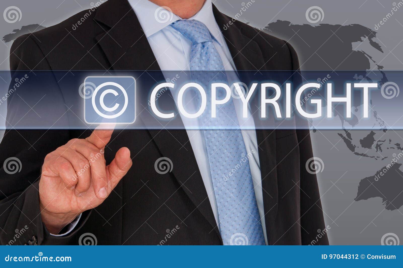 Copyright - Manager with Touchscreen and Text Stock Photo - Image of ...