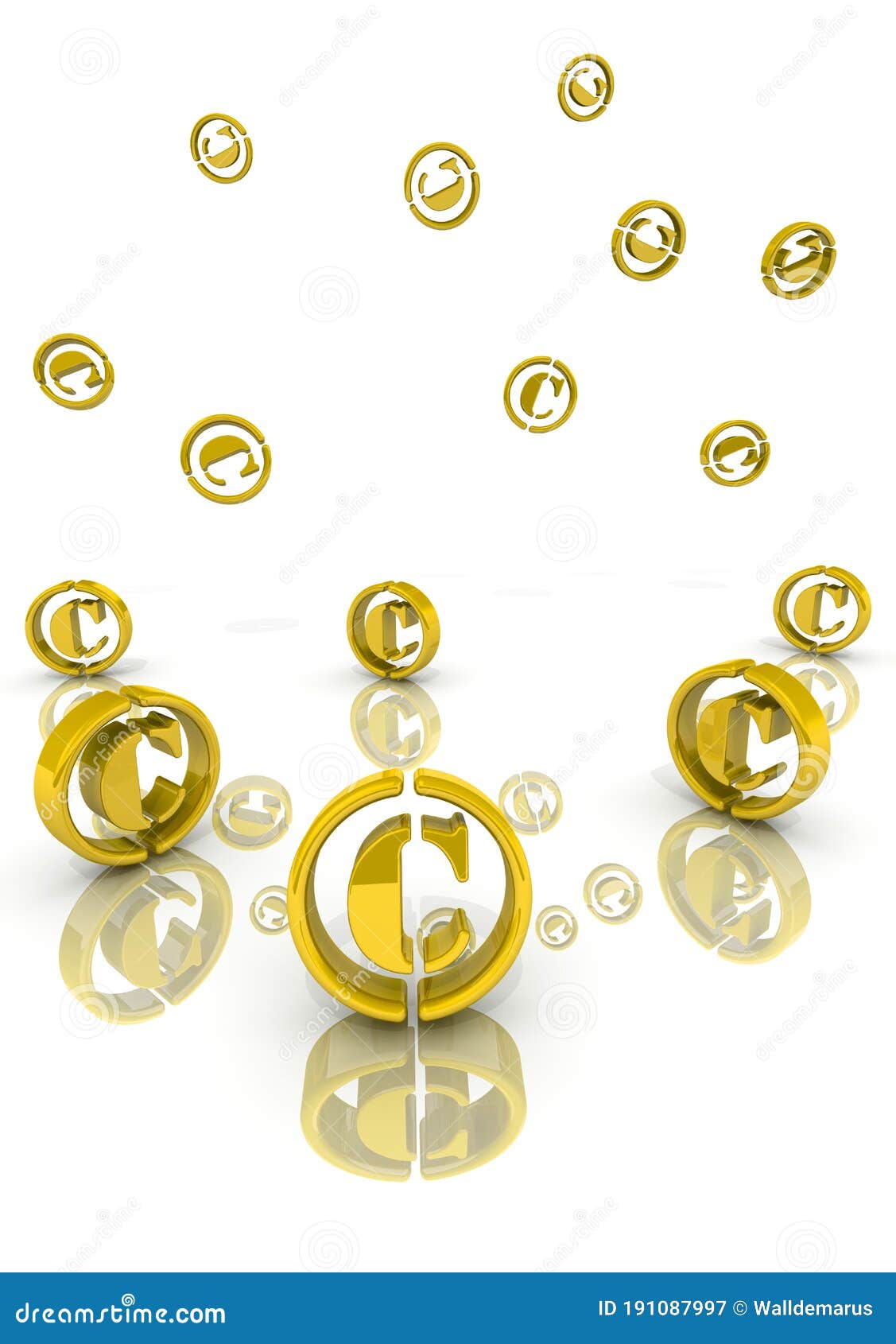 Copyright Symbols Trademark 3D Gold Color, 3d Render Isolated On White ...