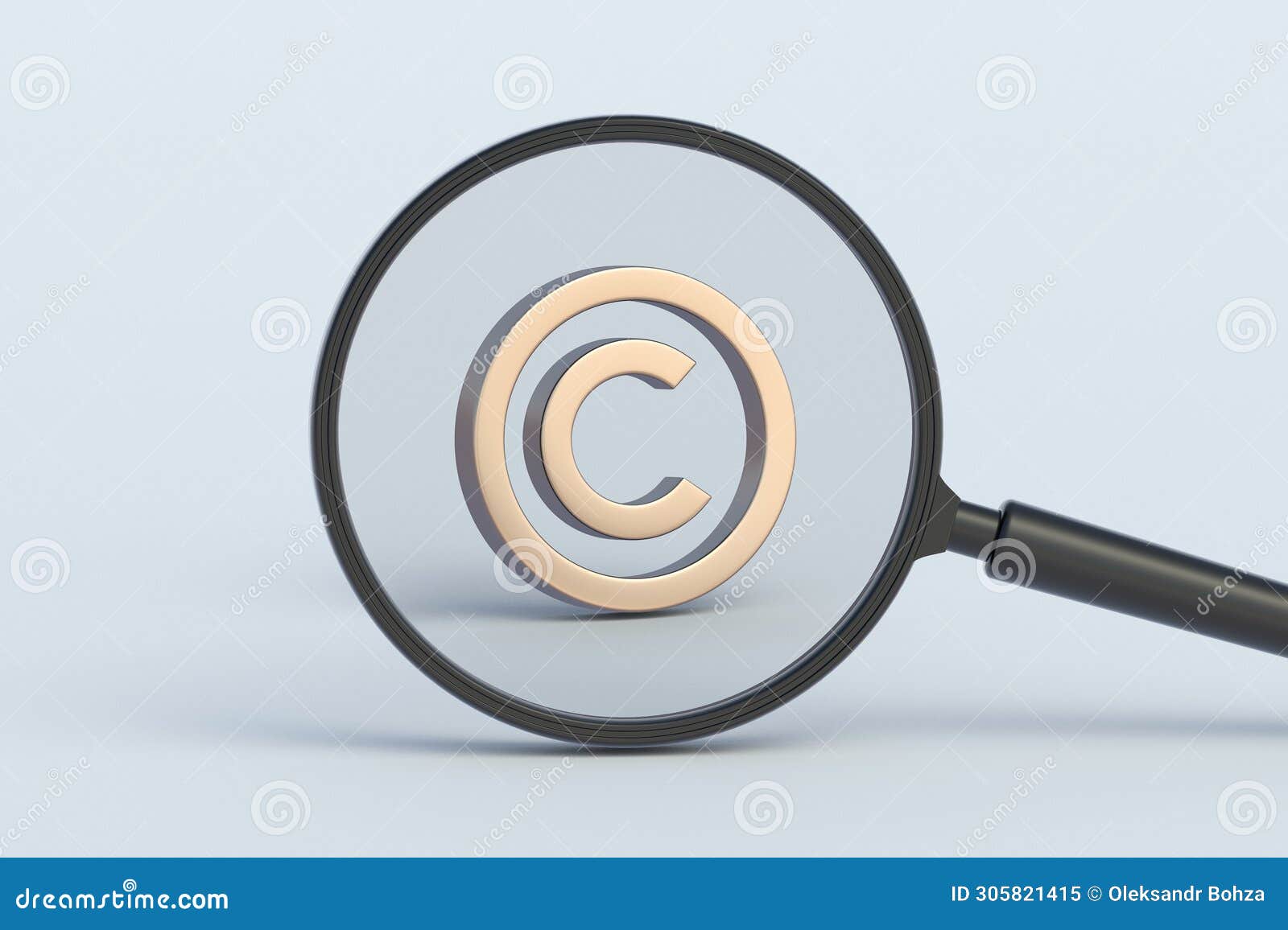 Copyright Sign Behind Magnifying Glass Stock Illustration ...