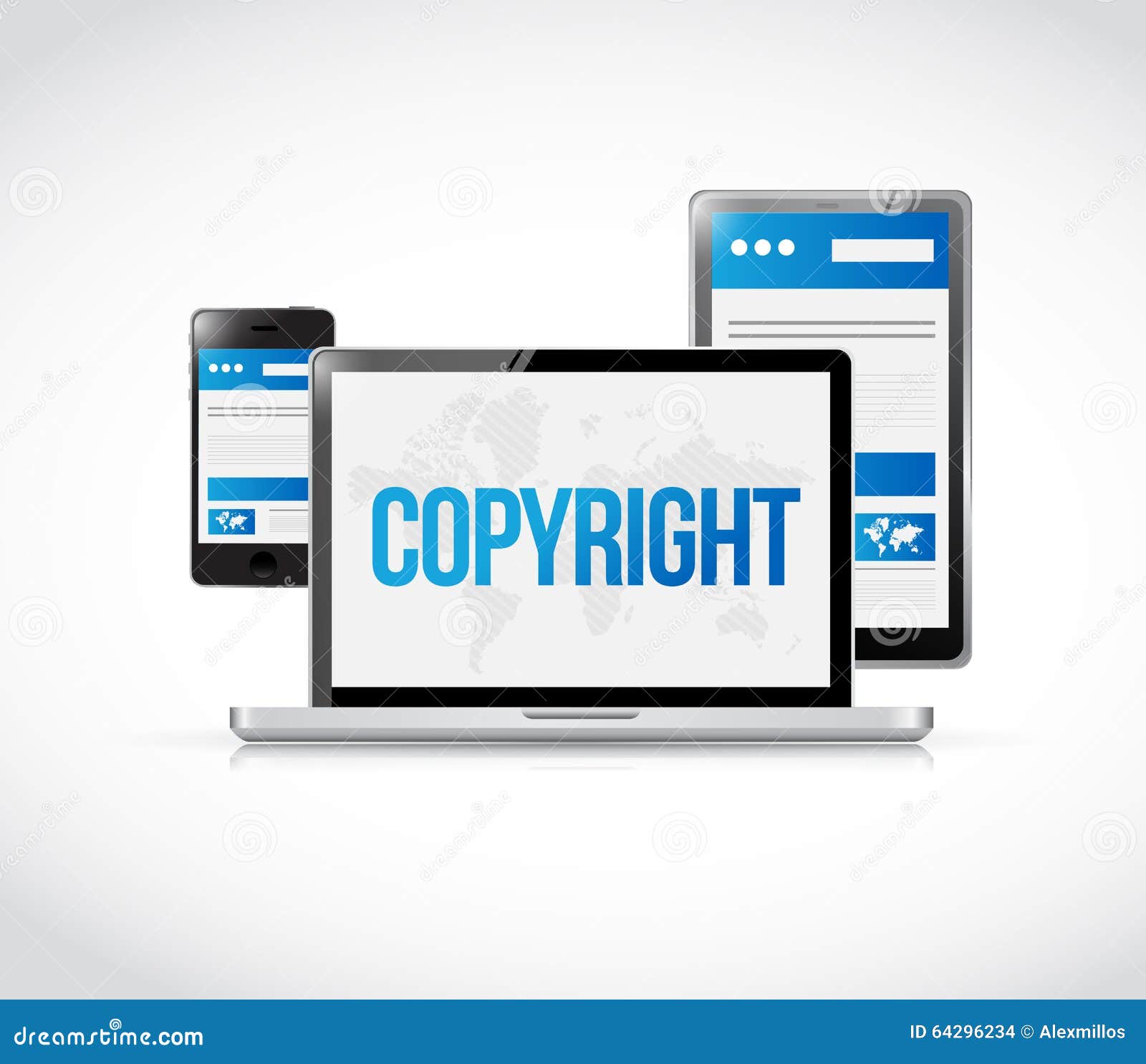 Copyright Sign on a Laptop Computer Screen Stock Illustration ...
