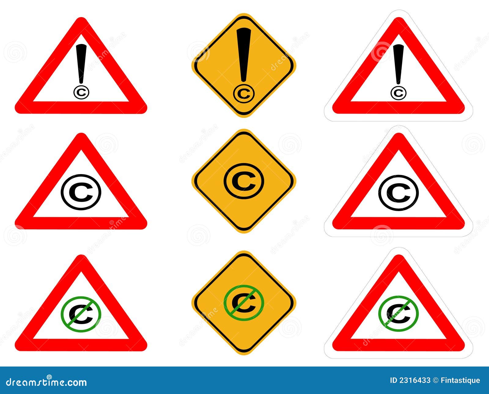 Copyright signs stock vector. Illustration of exclamation - 2316433