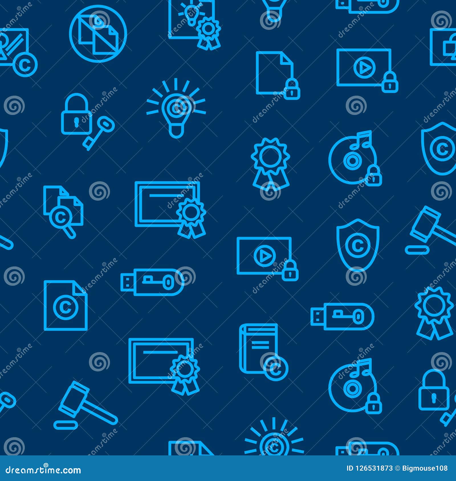 Copyright Signs Thin Line Seamless Pattern Background. Vector Stock ...